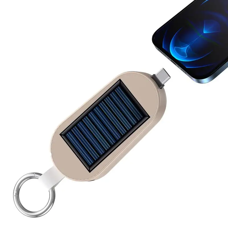 Solar Powered Keychain Power Bank Type C Solar Charger 3000mAh Power ...