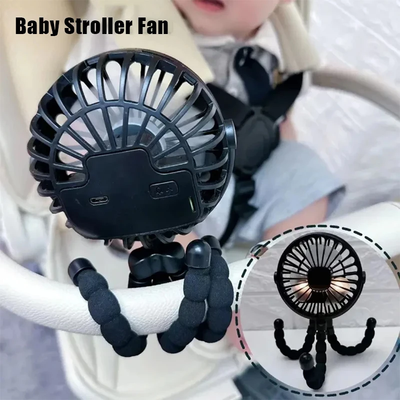 Baby-Stroller-Fan-Hand-Held-Rechargeable-USB-Portable-Small-Folding ...