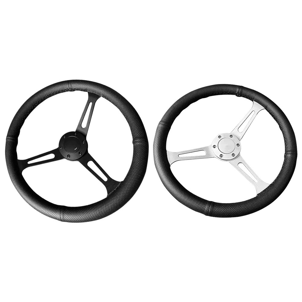 15inch-380mm-Universal-Black-Perforated-Leather-Steering-Wheel-General ...
