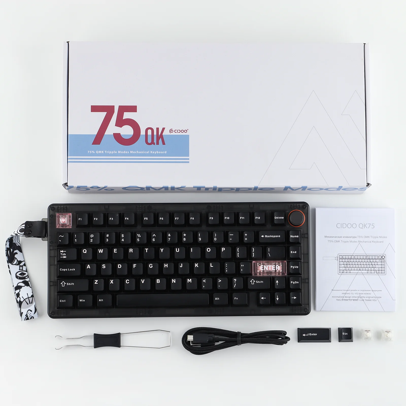 CIDOO QK75 75% трехрежимная беспроводная механическая игровая ...