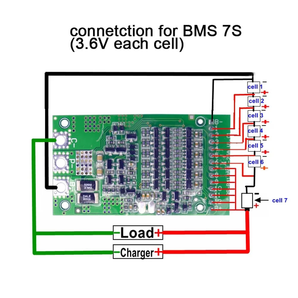 PCB 보드 액세서리 밸런서 배터리 팩, BMS 6S-13S 25A, 24V, 36V, 48V