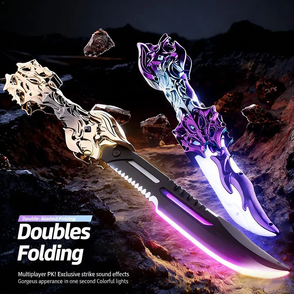 Folding Knife Toy Rechargeable Cosplay Luminous Double-edged Swords ...