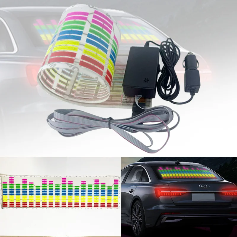 90x25CM Car RGB LED Music Rhythm Flash Light Sound Activated Sensor ...