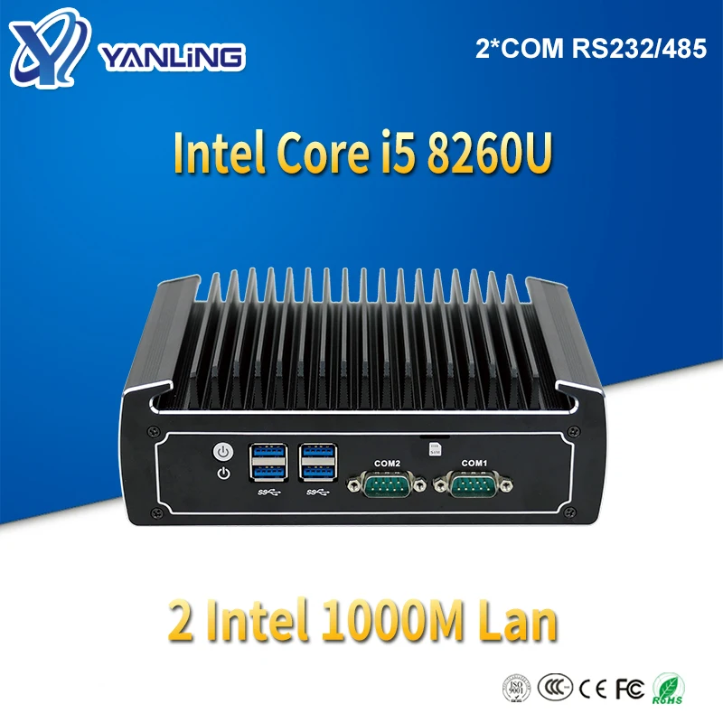 Yanling-Industrial-Fanless-Mini-PC-12V-Core-i5-8260U-2-1000M-LAN-Micro ...