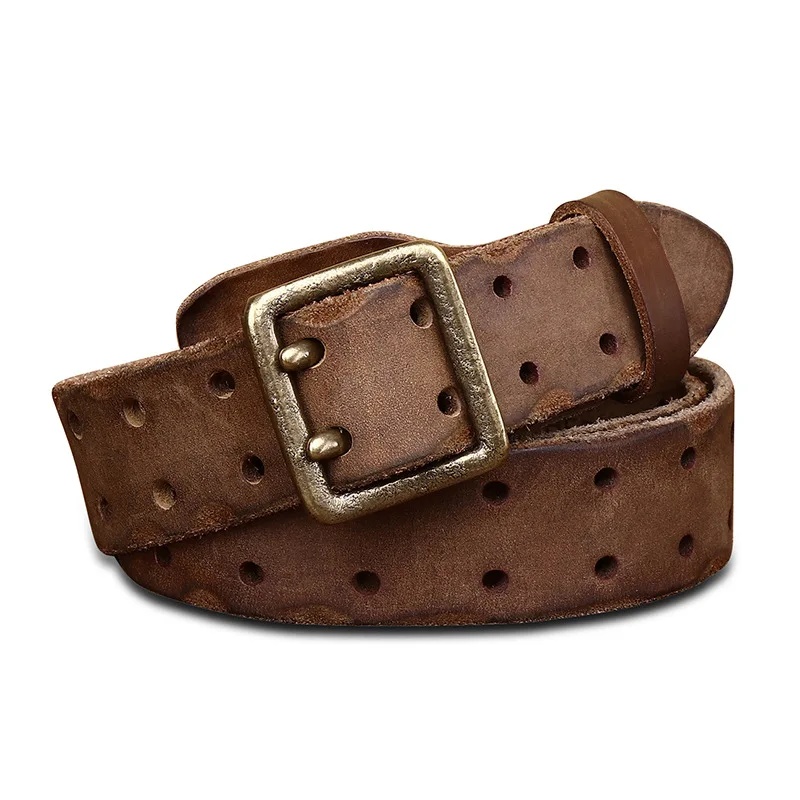 2025 Men 2 Pin Buckle Top Real Full Grain Genuine Leather Belt 38 mm ...