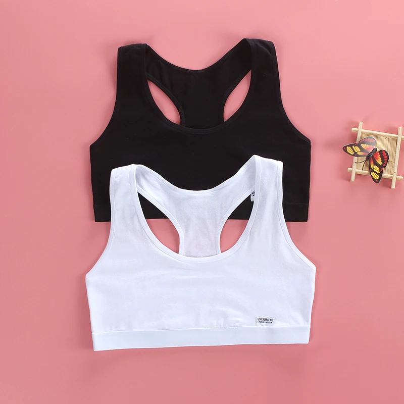 Girl-Cotton-Sport-Training-Bra-Cartoon-Smiley-Print-Print-Solid-Color ...