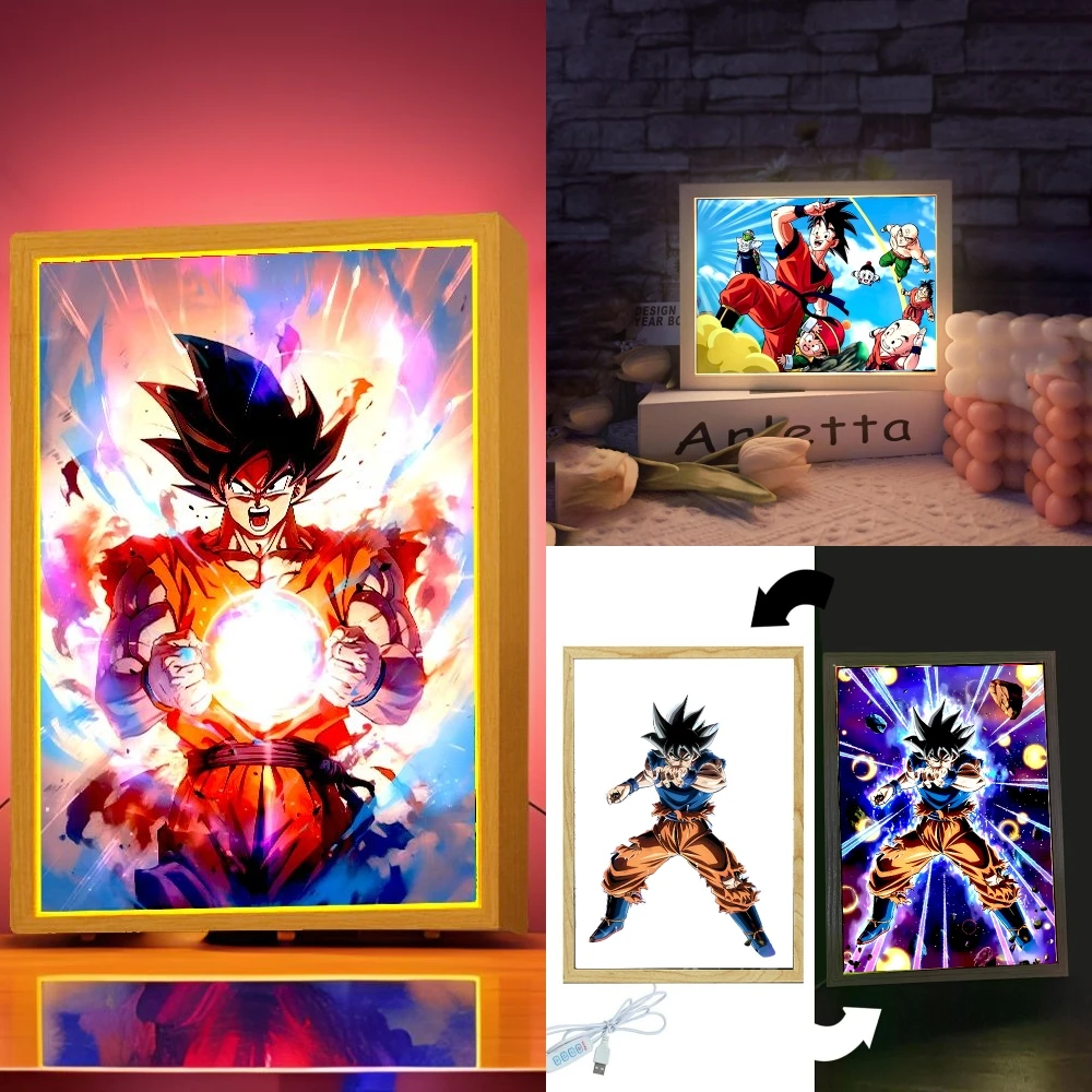 Anime-Figure-Dragon-Ball-Light-Painting-Photo-Frame-Goku-Vegeta-Led ...