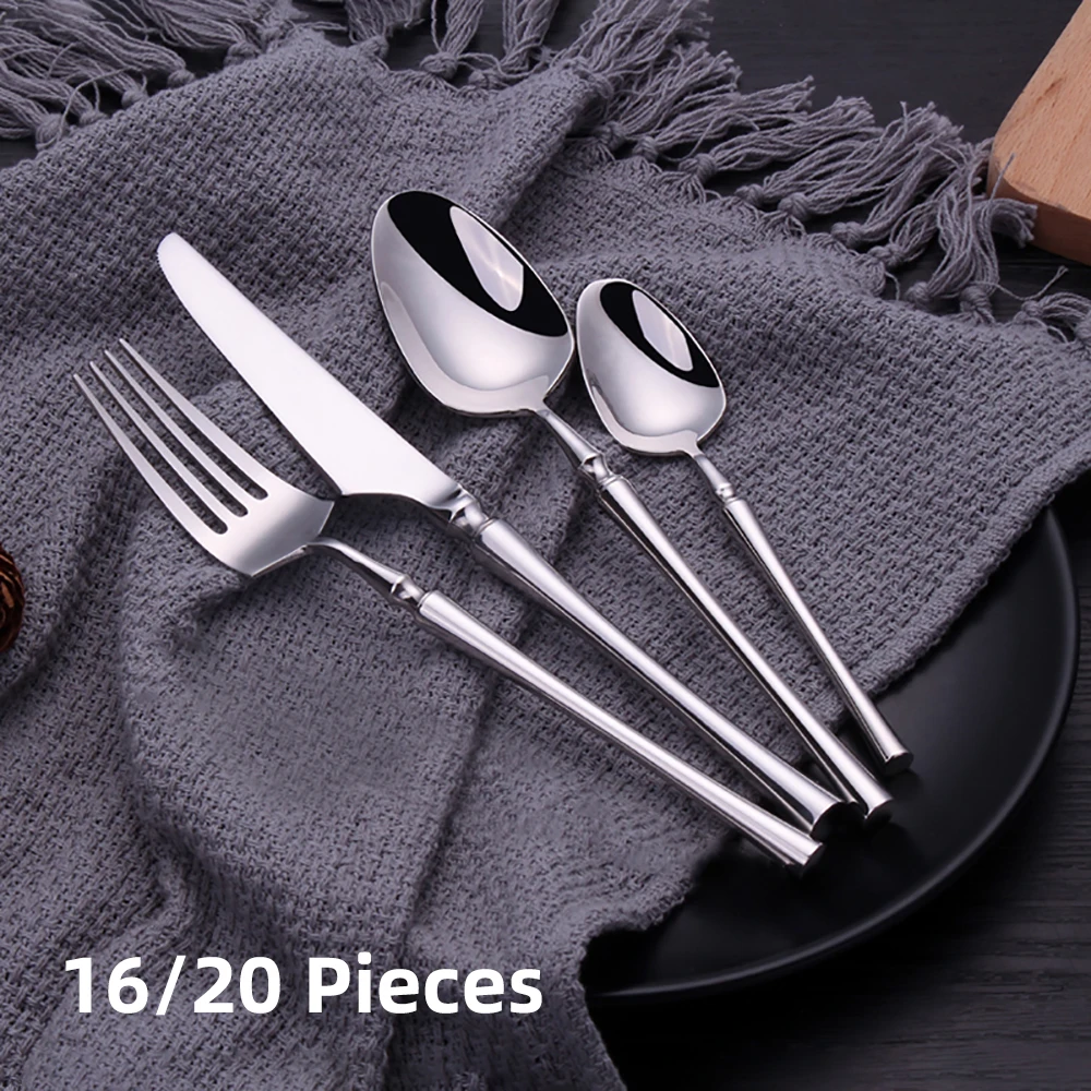 12-16-20-Pieces-Stainless-Steel-Western-Tableware-Knife-Fork-Spoon-Set ...