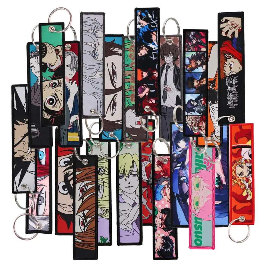 Wholesale Anime Embroidery Keychains Chainsaw Man Key Tag For Men Women ...