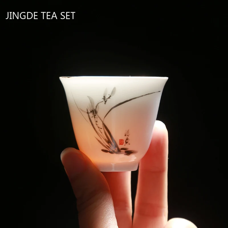 2pcs-Hand-painted-White-Porcelain-Thin-Tire-Tea-Cup-Jingdezhen-Ceramic ...