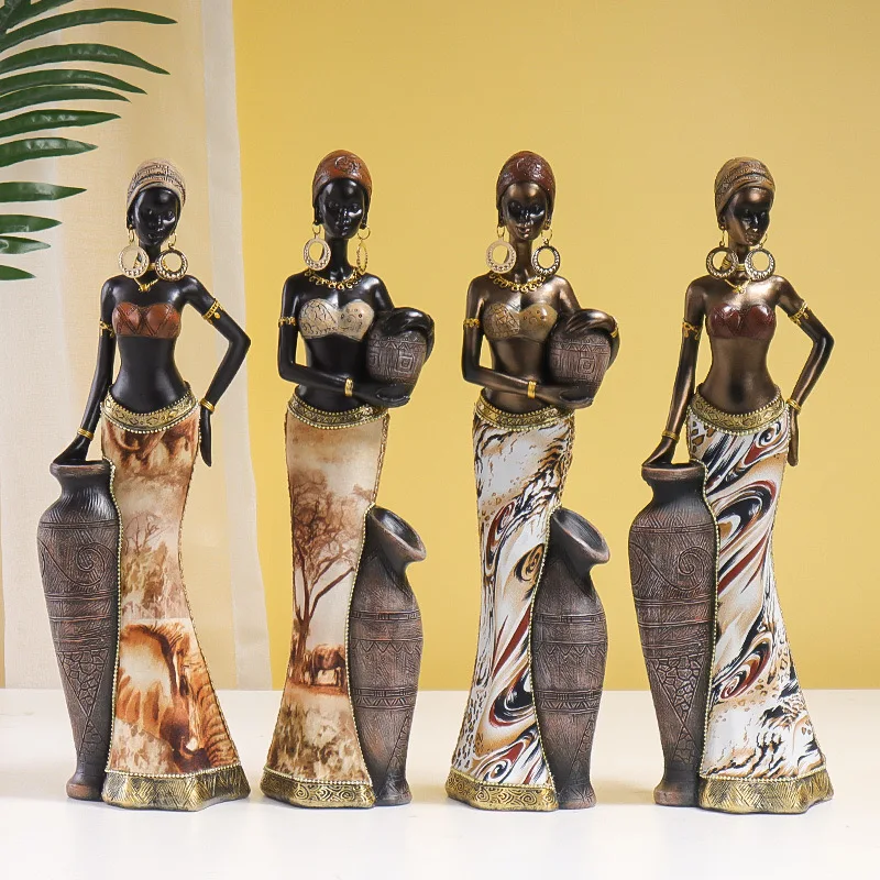 African-Women-Figurines-Exotic-Resin-Character-Statue-Retro-Black-Women ...