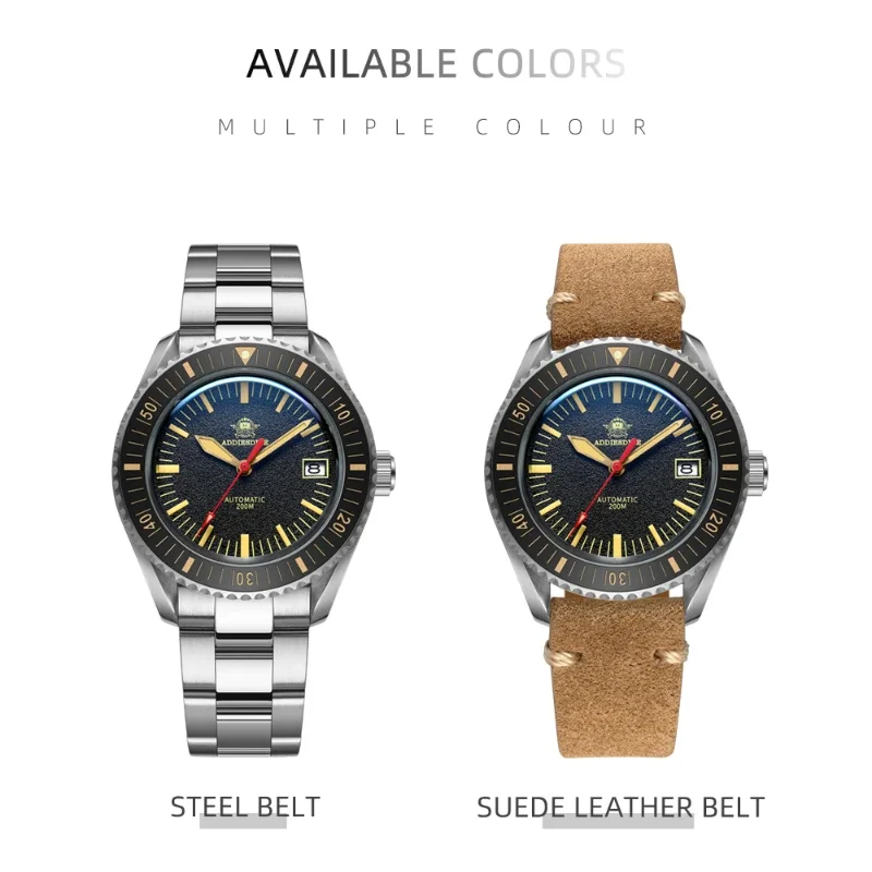 ADDIESDIVE AD2105 Men's Watch Sapphire Glass 200m Diving C3 Super ...