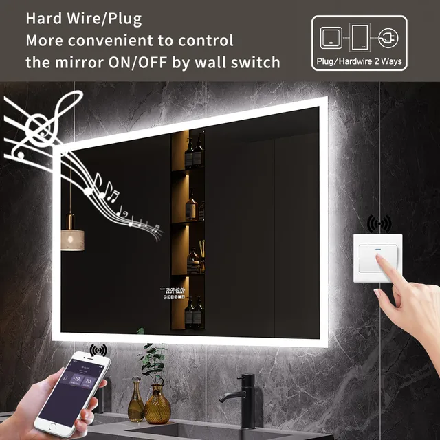 Smart LED Light Bathroom Makeup Mirror 2 Color Adjustable BackLight ...