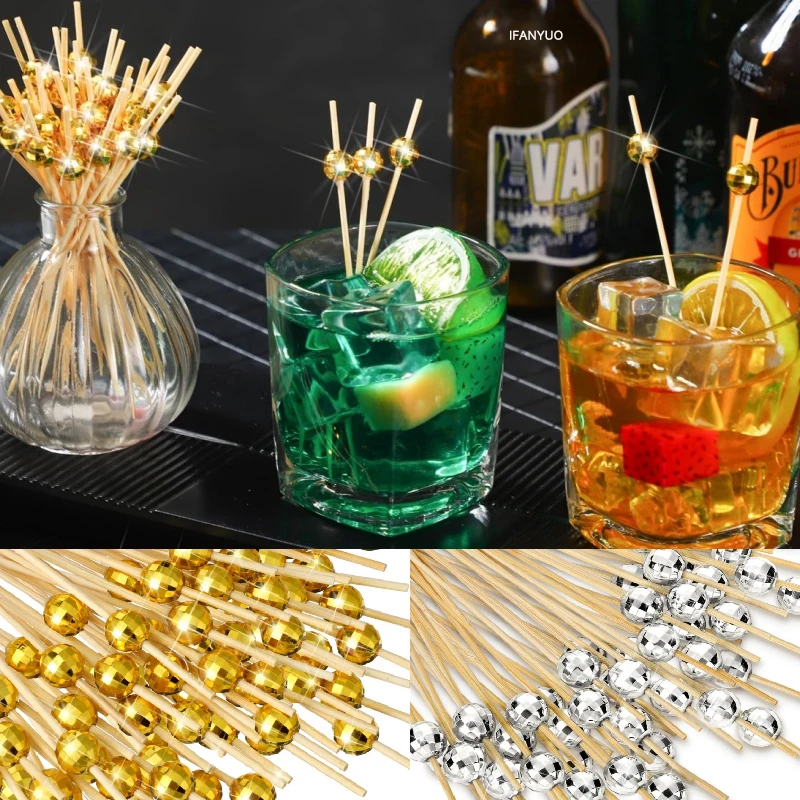 Gold Drink Stirrers JIEYAO 100 Pcs Disco Cocktail Picks, 4.72 Inch ...