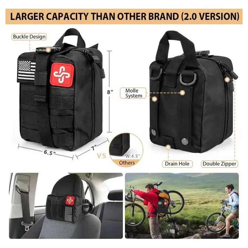 Outdoor Survival Kit First Aid Gear Emergency IFAK Military Full Set ...