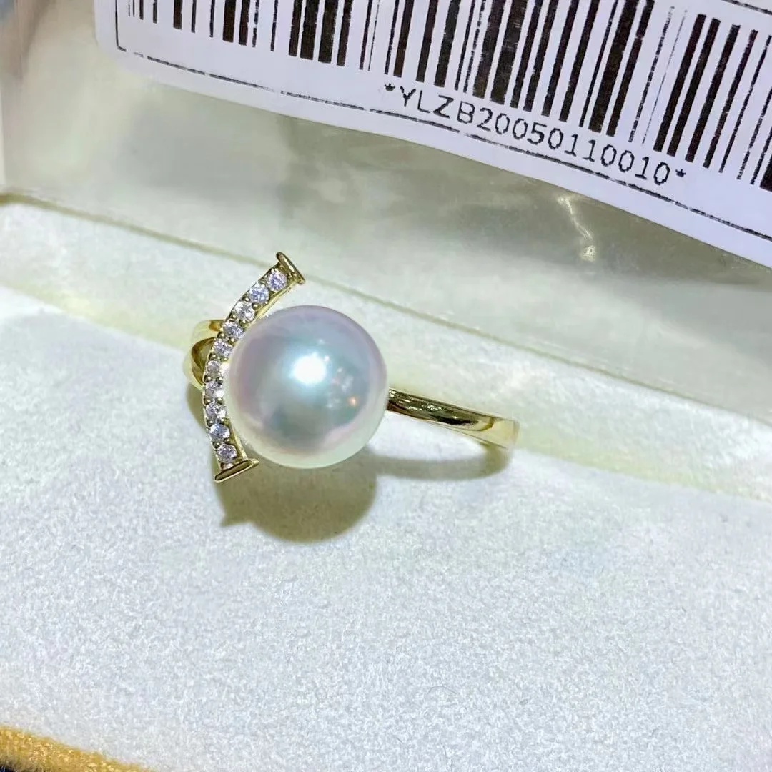 New-8-9mm-Seawater-Pearl-Women-s-Ring-Real-Akoya-Smile-Shaped-Ring ...
