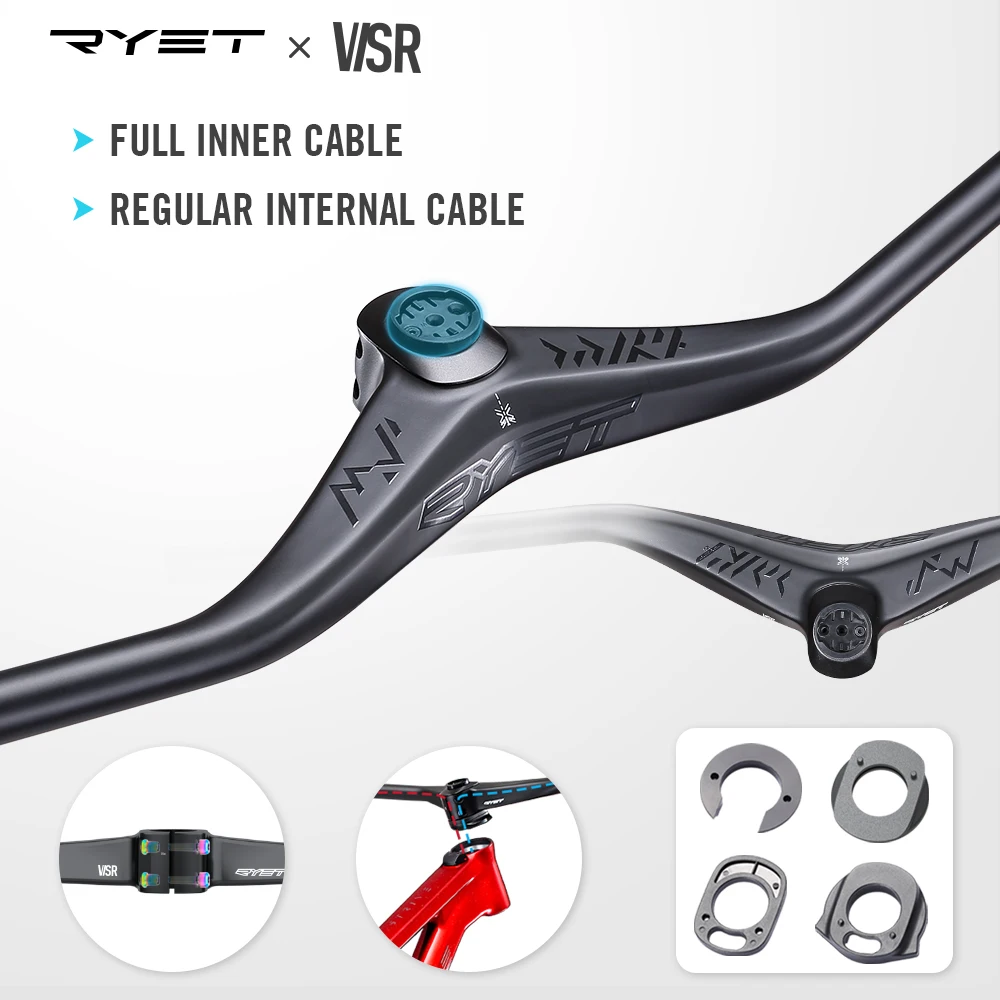 RYET Carbon Integrated MTB Handlebar 780mm -12 Degrees Full Inner Cable ...