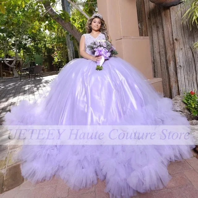 White And Light Purple Quinceanera Dresses