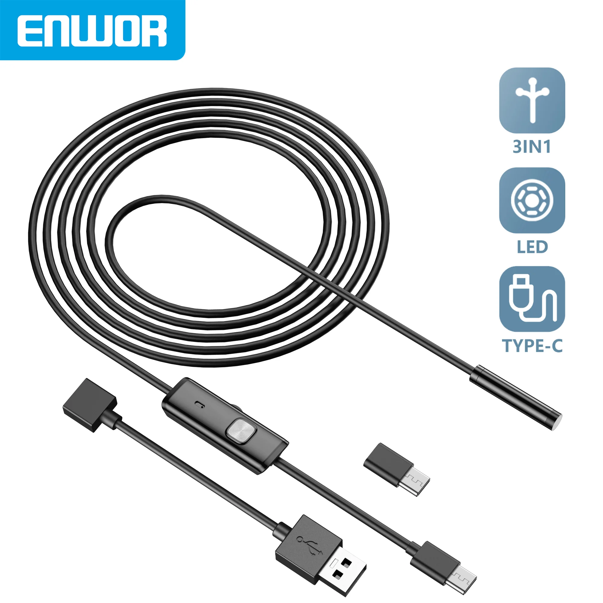 Enwor Industrial Endoscope Camera Ip67 Waterproof 5.5mm 7mm 3in1 For ...