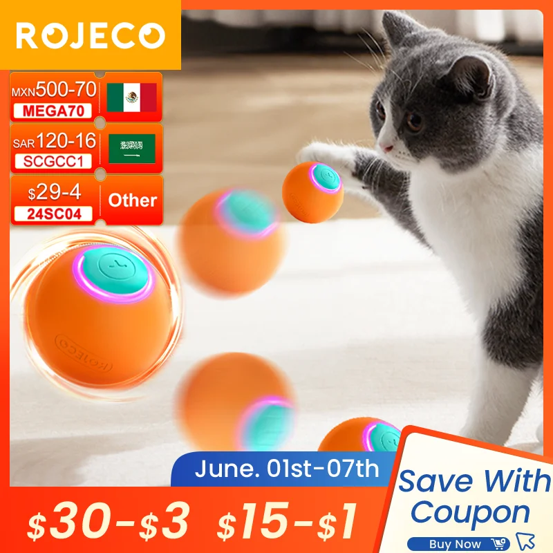 Rojeco-Kattenspeelgoed-Slimme-Interactieve-Kat-Stuiterende-Bal ...