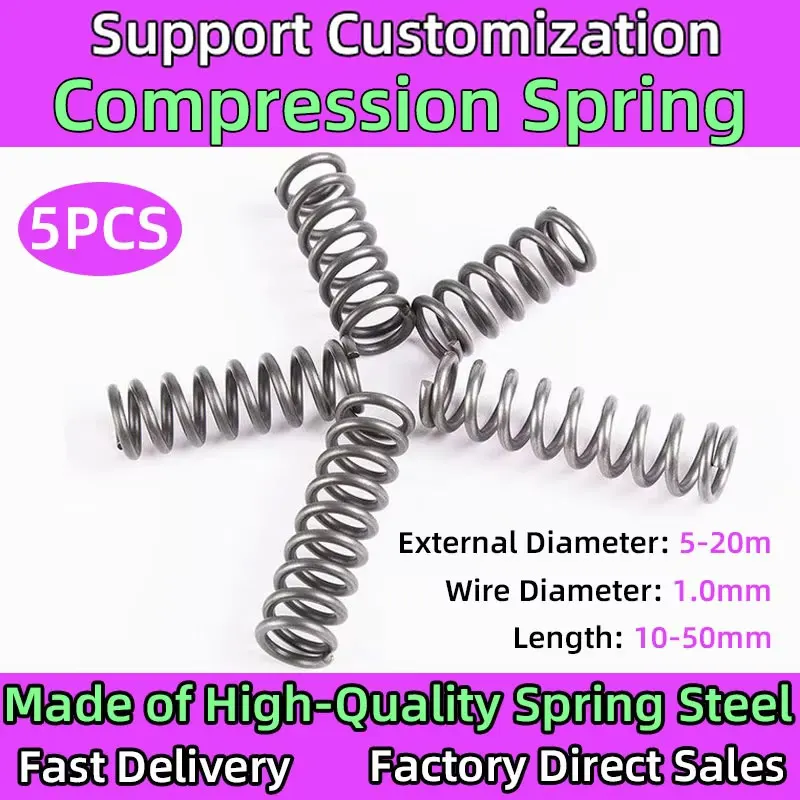 Wire Diameter 1.0mm 5PCS Compression Coil Spring Return Spring Steel ...
