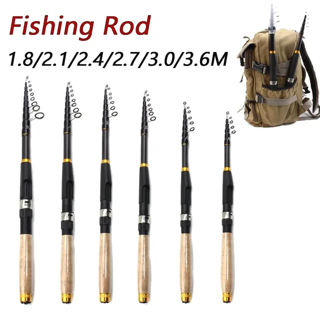 1.8m 2.1m 2.4m 2.7m 3.0m 3.6m Carbon Fiber Spinning Fishing Rod Super ...