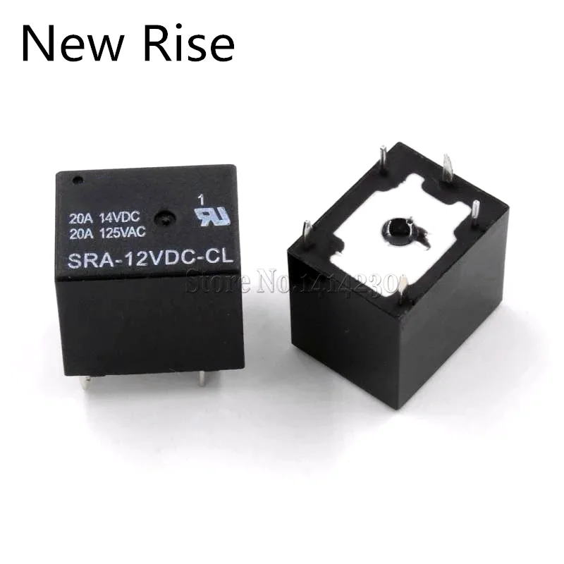 2Pcs 12V 20A DC Power Relay SRA-12VDC-CL 5Pin PCB Type In stock Black ...