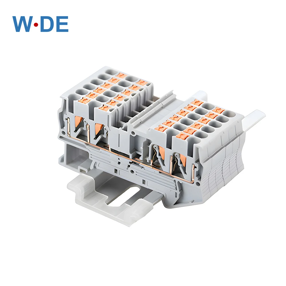 50Pcs-Din-Rail-Terminal-Block-PT4-QUATTRO-4Conductor-Push-In-Spring ...