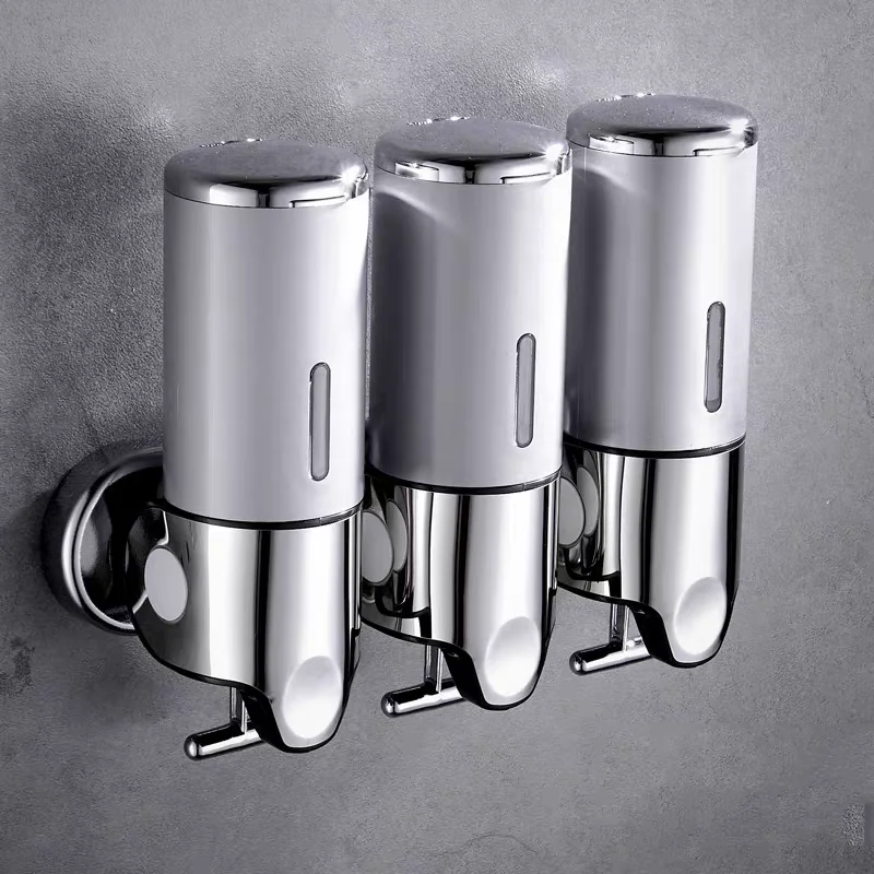 Manual Liquid Soap Dispensers double/triple 500ml Wall Mounted Shampoo ...