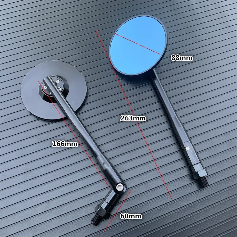 10MM Universal CNC Aluminum Round Blue Lens Motorcycle Side Mirrors ...