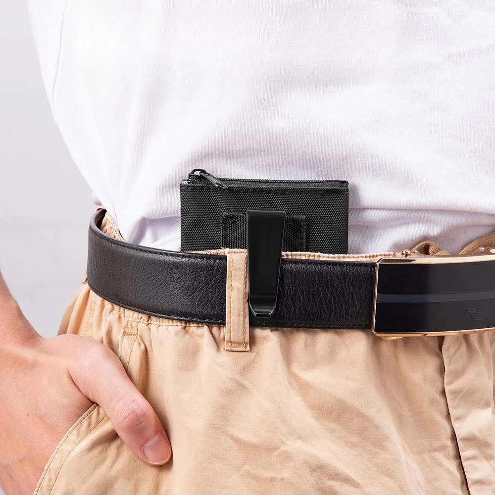 RFID Blocking Anti-Theft Hidden Clip Stash Money Belt Travel Pouch ...