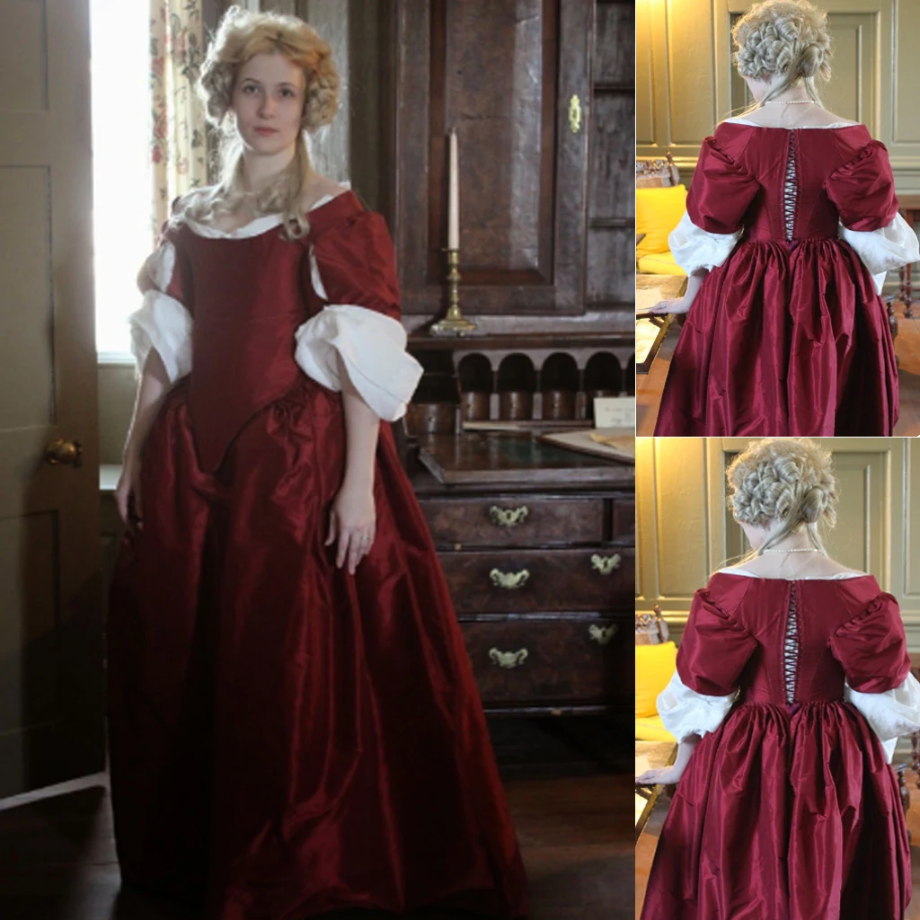 1760s-rococo-red-ball-gown-Renaissance-women-s-Off-Shoulder-dress ...