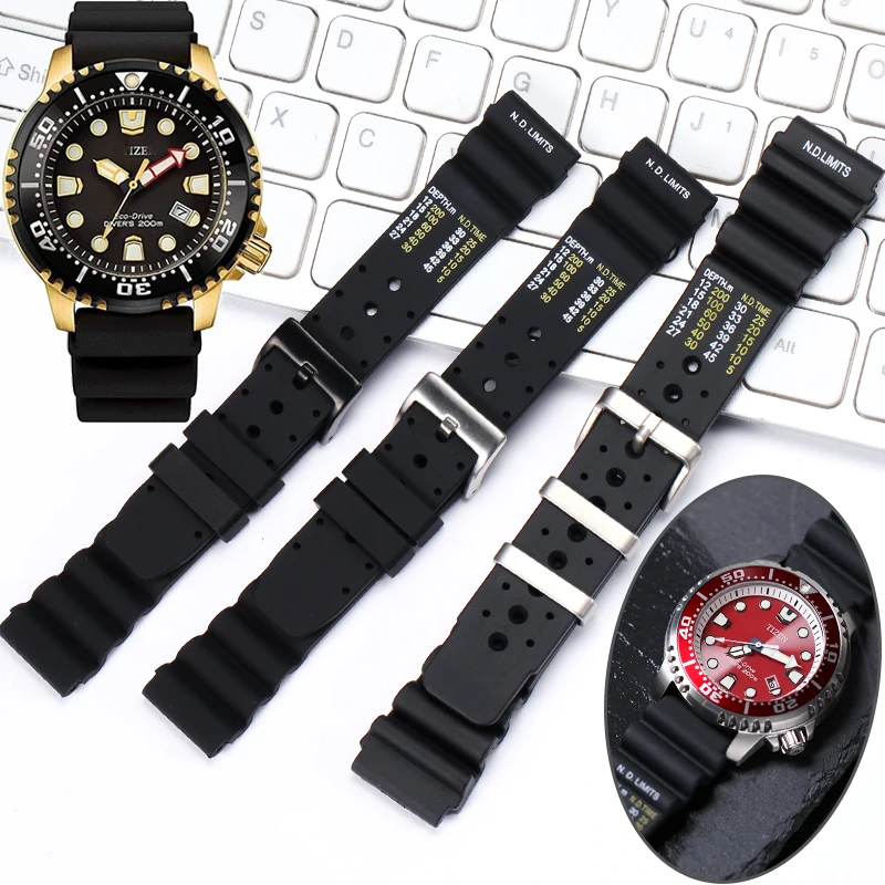 Soft-Silicone-Watchband-For-Citizen-Nd-Diver-Watch-Band-Men-s-Sport ...