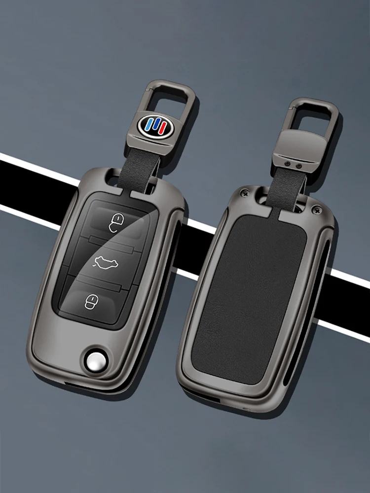 Metal-Leather-Car-Key-Case-Cover-Shell-For-VW-Volkswagen-Polo-Golf-4-5 ...