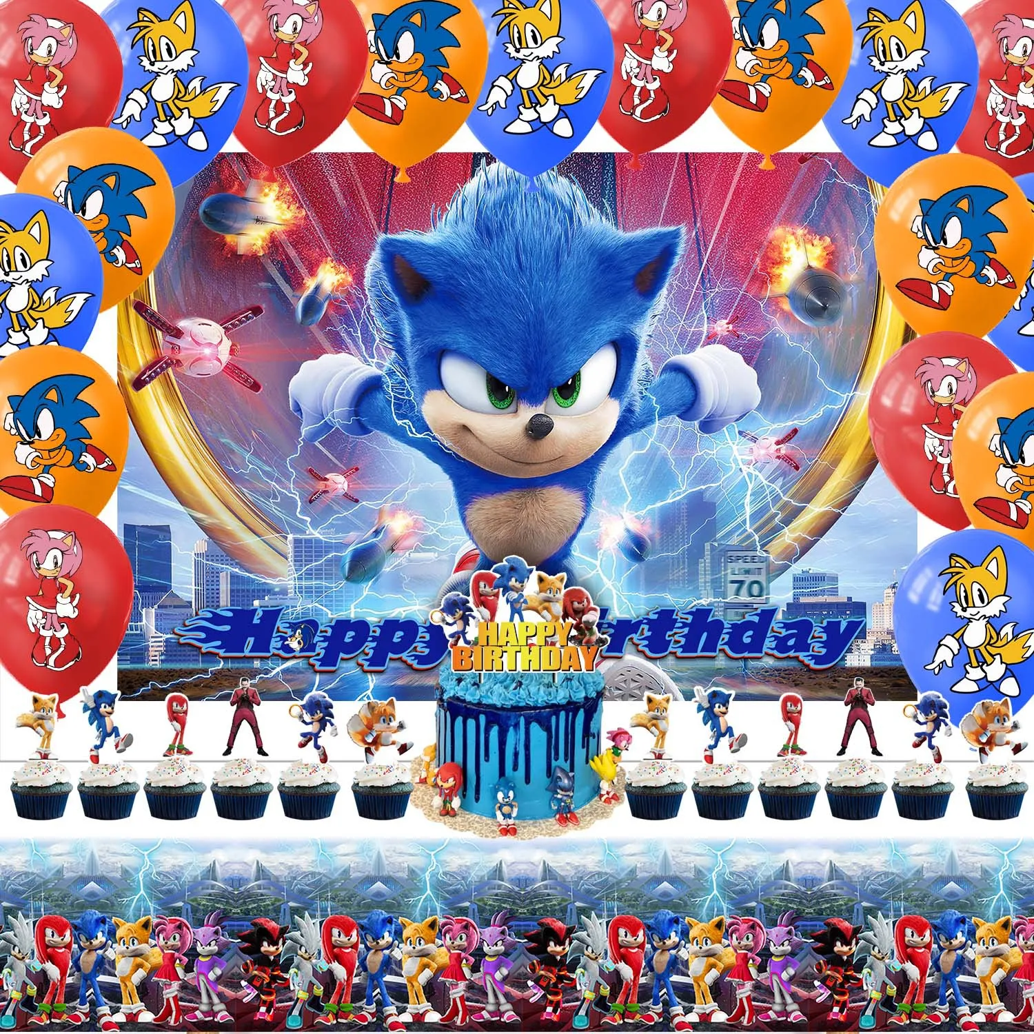 Children Kawaii Speed Sonic Toys Boys Girls Balloons Set Birthday Party ...