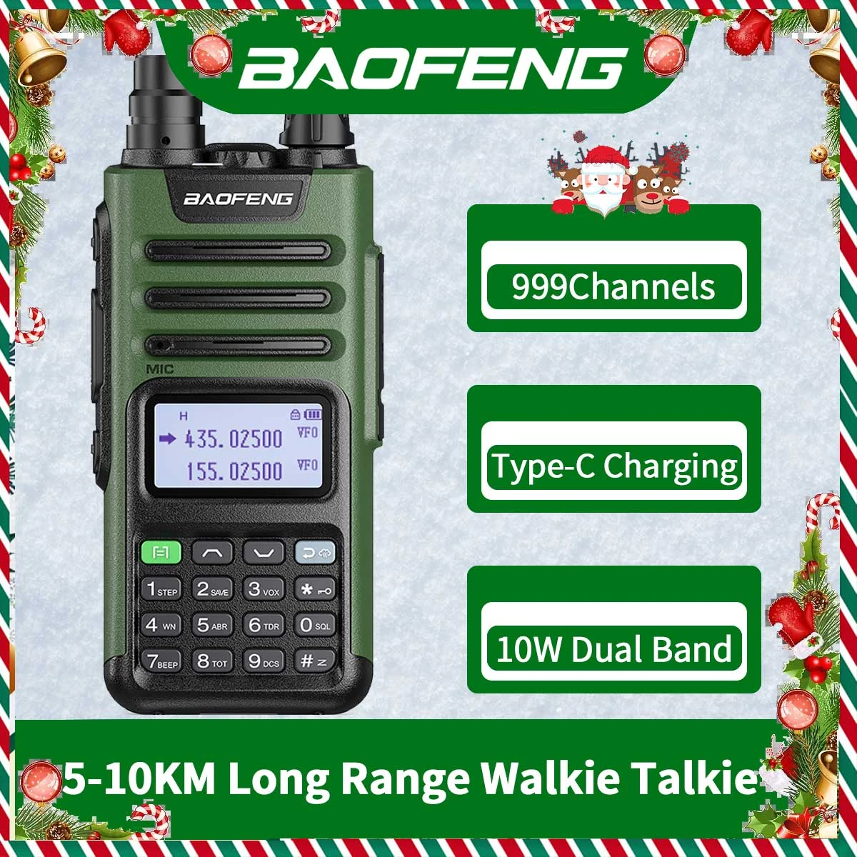 BaoFeng UV 13 PRO V2 10W Powerful Dual Band Walkie Talkie Type C Charger 16KM Long Range UV13 ...