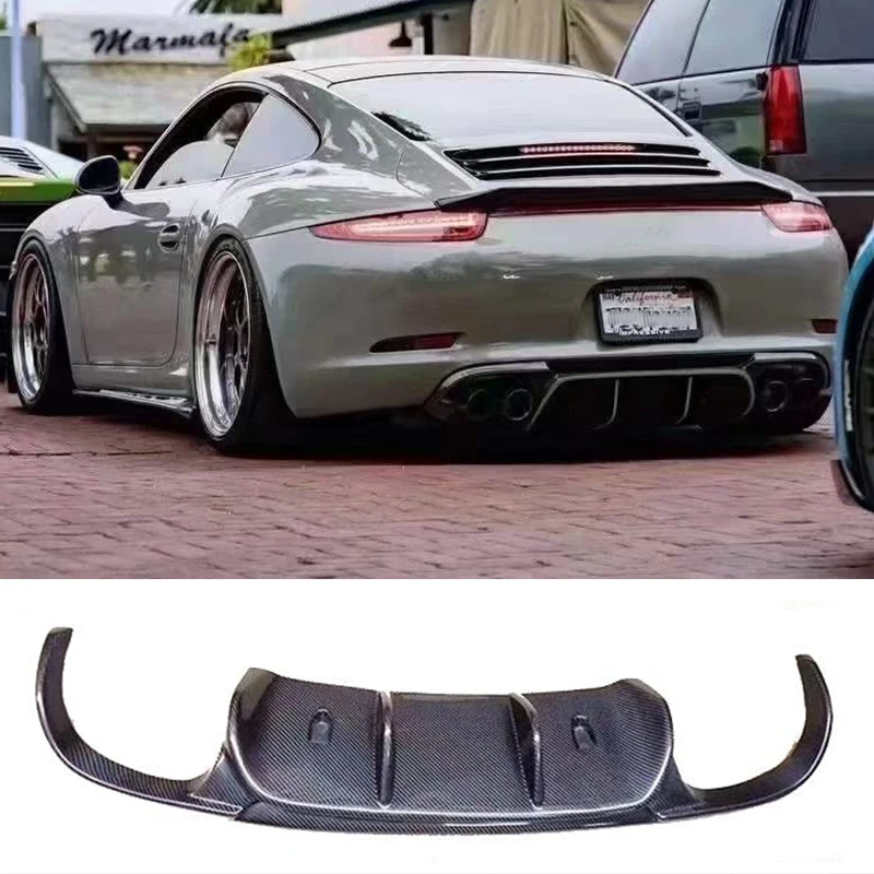 911 991 Real Carbon Fiber Rear Bumper Lip Diffuser Spoilr for Porsche ...