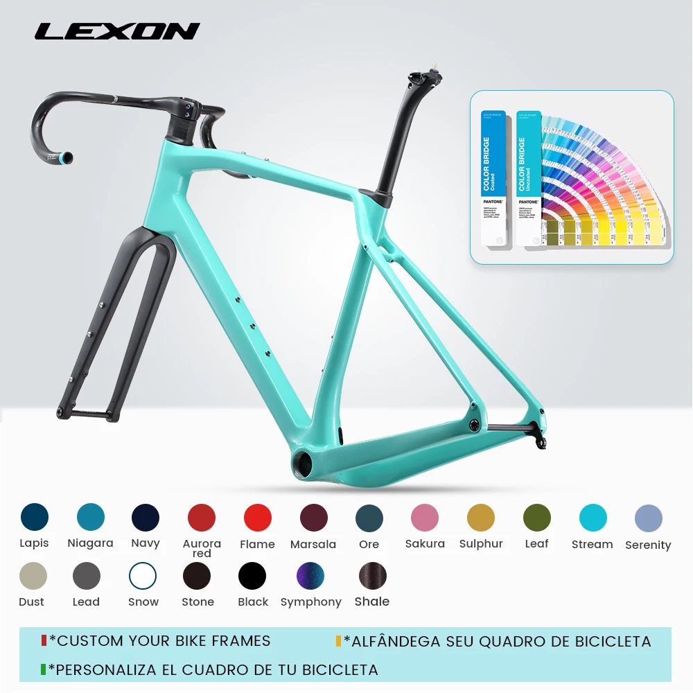 렉손 자갈 프레임 풀 카본 디스크 브레이크 로드 바이크 오프로드 사이클크로스 프레임 세트 핸들 바 자전거 부품 맞춤형 색상 Aliexpress
