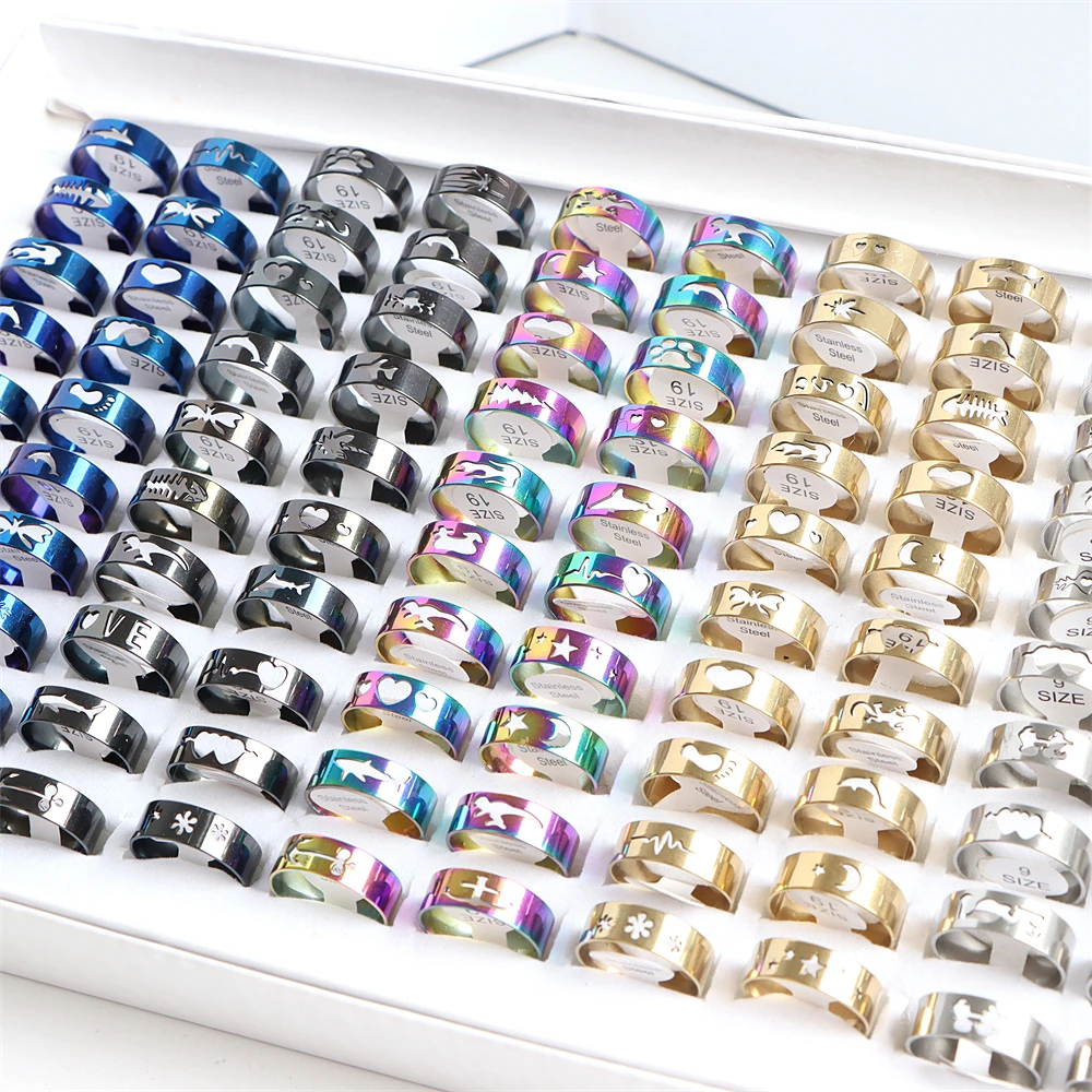 Anillos de acero inoxidable para hombres y mujeres, joyería de moda ...