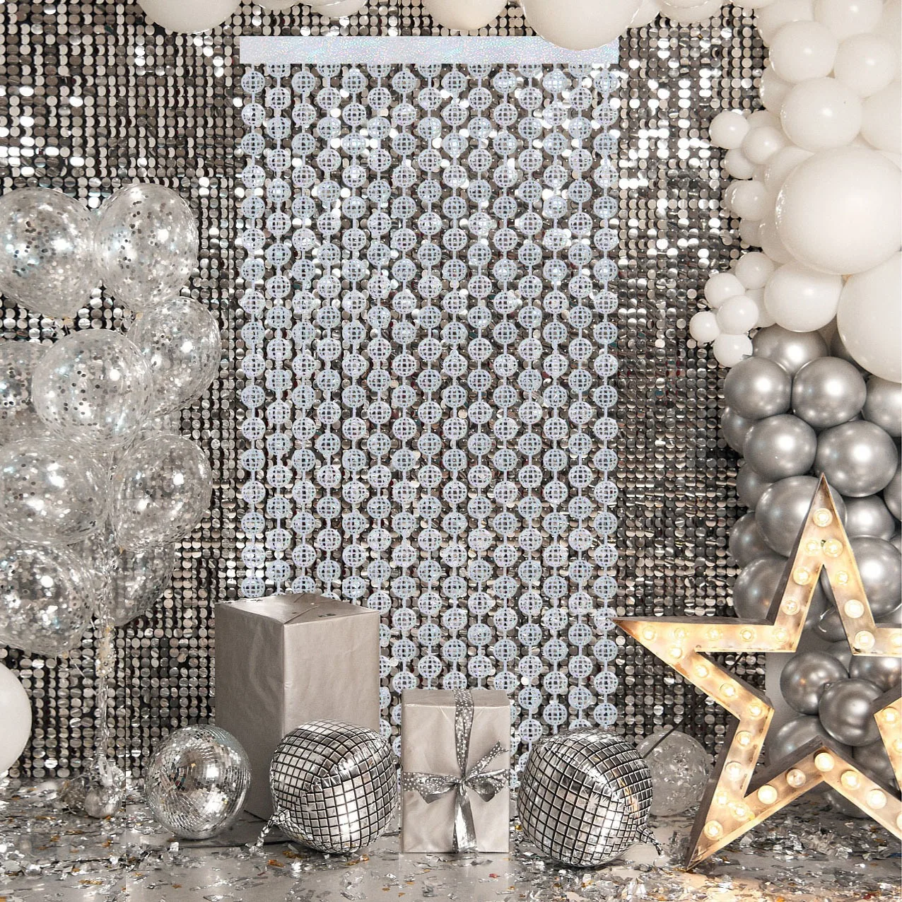 Disco-Ball-Foil-Tinsel-Fringe-Curtains-Laser-Silver-Disco-Birthday ...