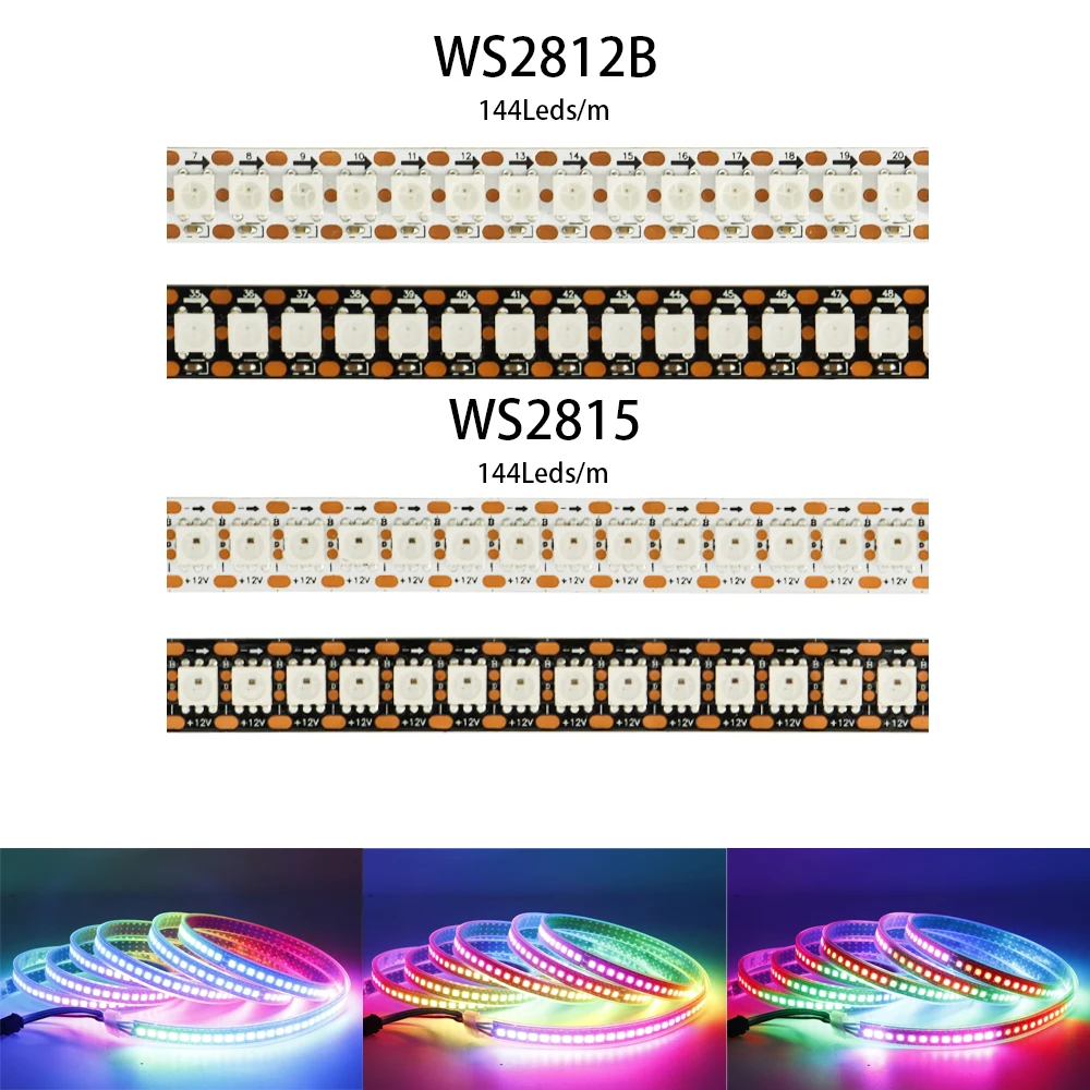 1-5 メートル WS2812B WS2815 個別にアドレス指定可能な RGBIC Led ストリップライト WS2812 144Leds ...