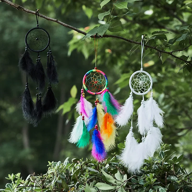 1Pcs Bead Dream Catcher Handmade Dream Catcher Net with Feathers ...