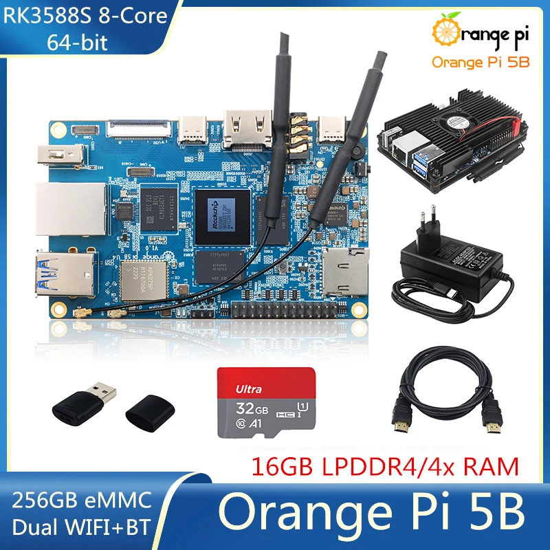 Orange-Pi-5B-16G-RAM-256G-EMMC-64-bit-Rockchip-RK3588S-Dual-band-On ...