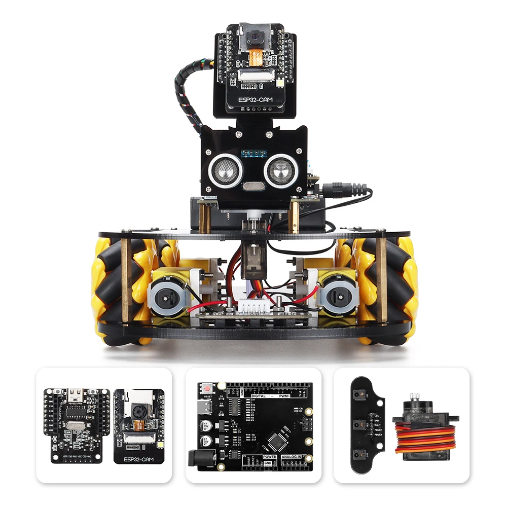 Esp32 카메라 코드 및 Arduino Uno 프로그래밍 프로젝트 지침이 포함 된 새 버전 스마트 메카넘 휠 로봇 전체 키트