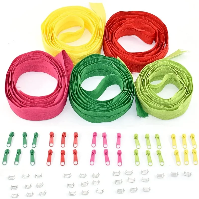 3 M (3M+ 6pcs Zipper Slider) Long Nylon Coil Zipper Roll In Pull Zip ...