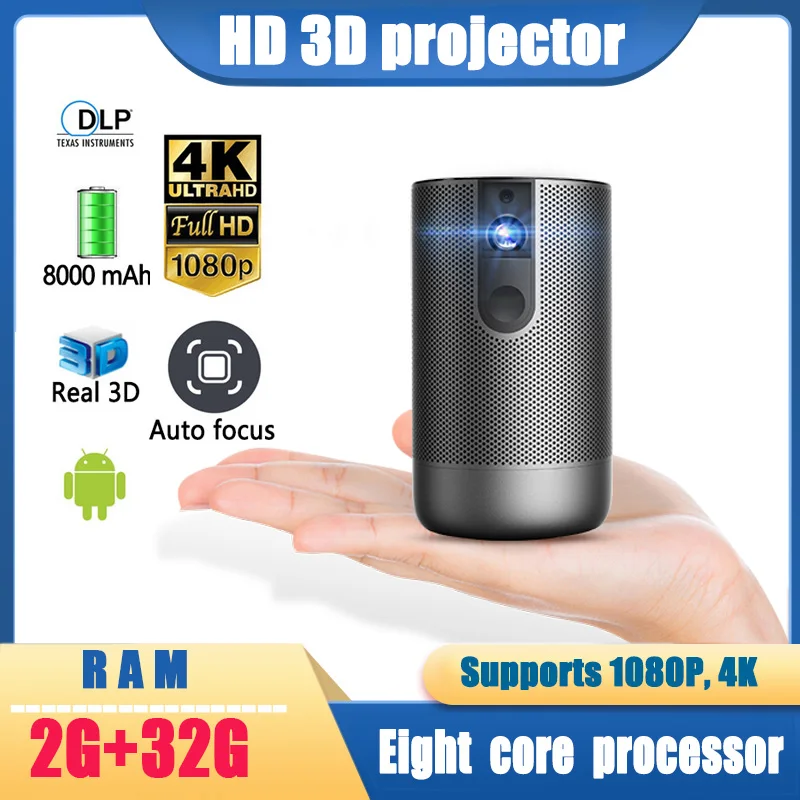 Smart DLP Mini Projector 1080P 2.4G / 5G Wireless Projector Full HD ...
