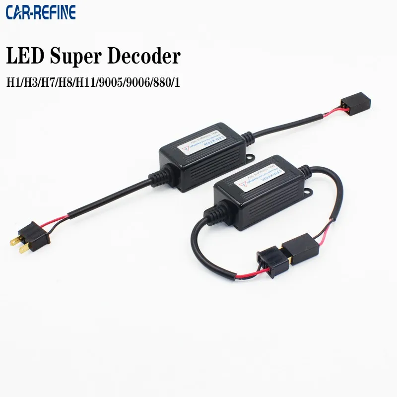 2PCS 12V H1 H3 H7 H11 9005 9006 880 9012 Canbus LED Headlight Decoder ...
