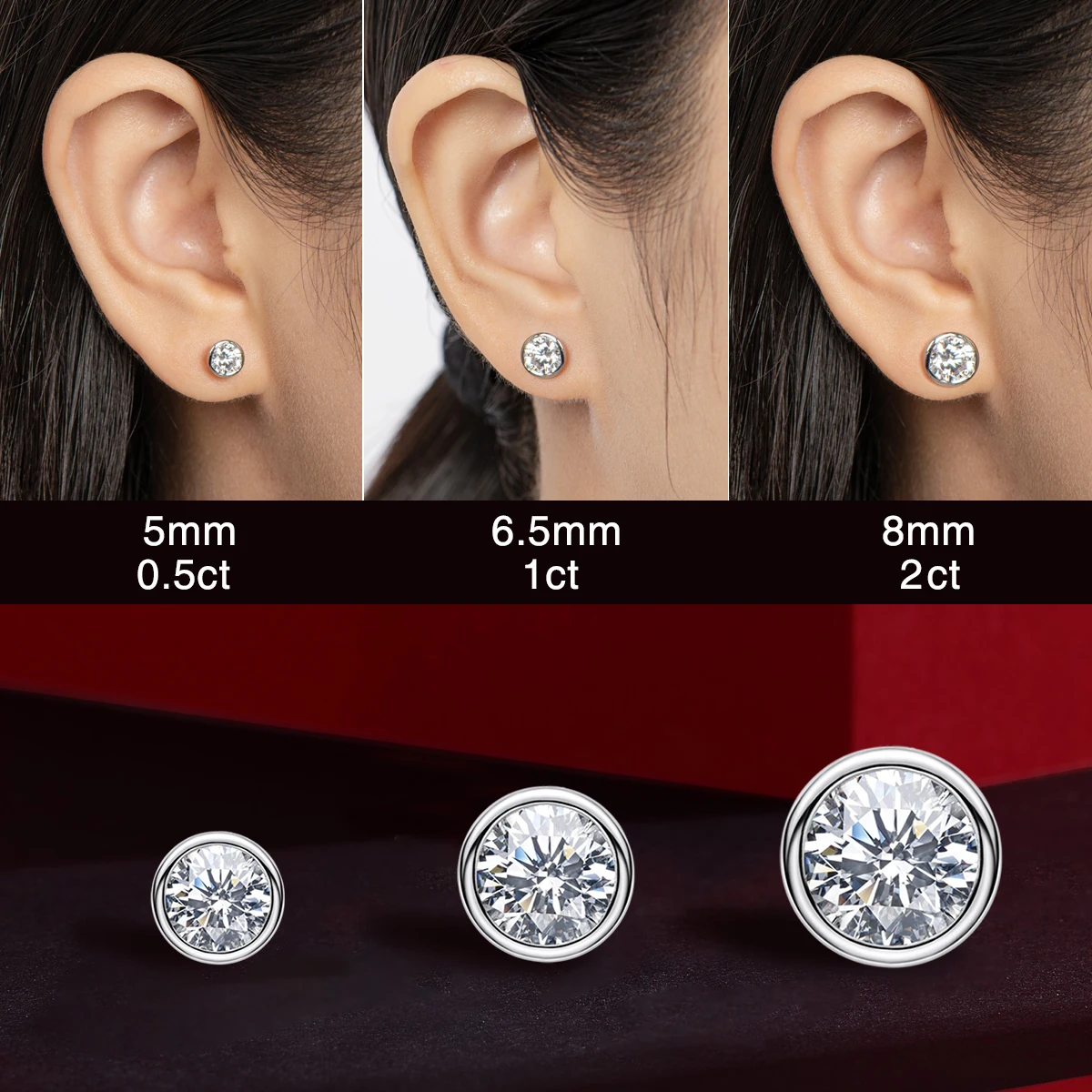 Anziw D Color Round Cut Moissanite Stud Earrings for Men Women 0.5 1.0Ct 100 925 Sterling Silver Sparkling Moissanite Jewelry AliExpress