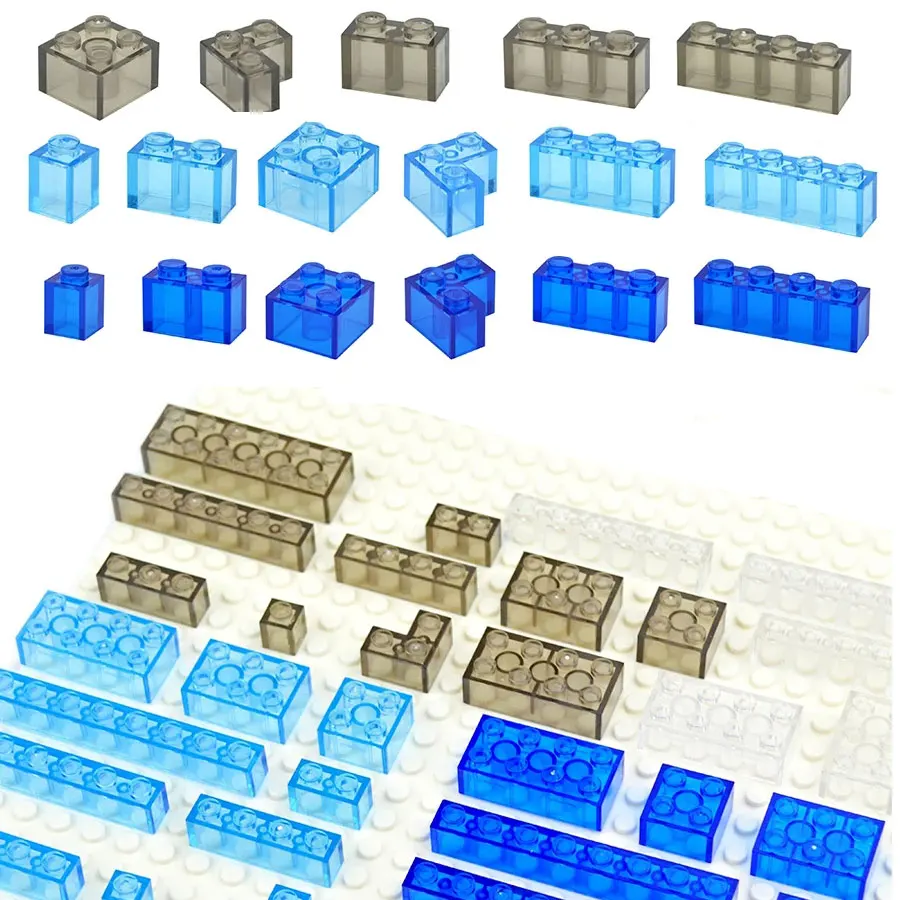 MOC-Transparent-Thick-Building-Blocks-1x1-1x2-2x2-2x4-Dots-Clear-White ...