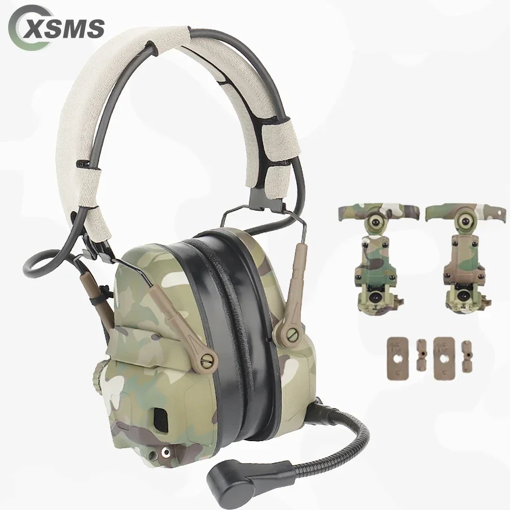Tactical Helmet Headset with Fast Helmet Rail Adapter Airsoft ...